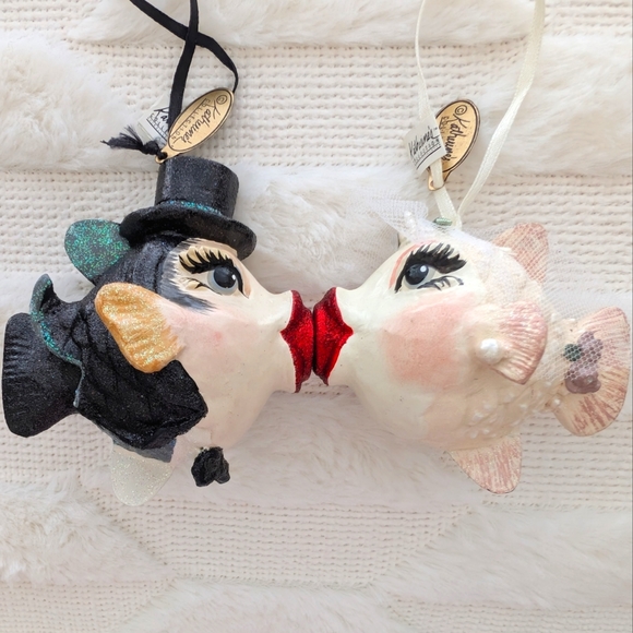 Katherine's Collection | Holiday | Bride Groom Kissing Fish Ornaments ...